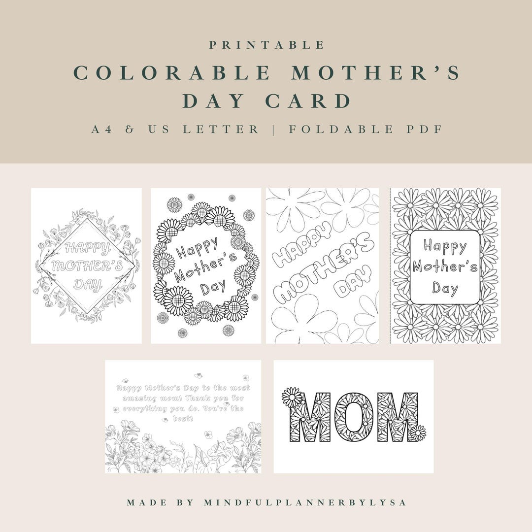 Printable Mother’s Day Cards Flower Concept | A4 & US Letter Sizes ...