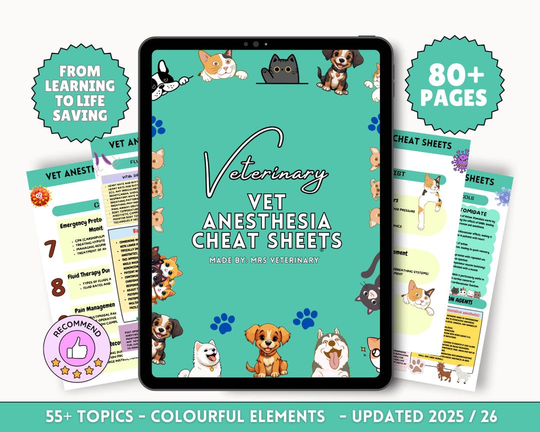 Veterinary Anesthesia Cheat Sheets Vet Tech Notes Vet Nurse Anesthesia ...