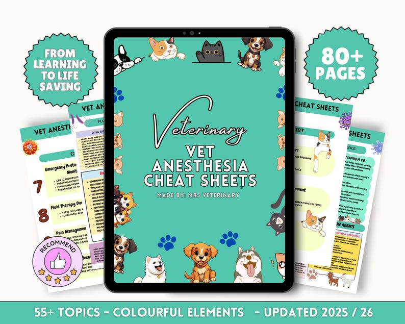 Veterinary Anesthesia Cheat Sheets Vet Tech Notes Vet Nurse Anesthesia ...