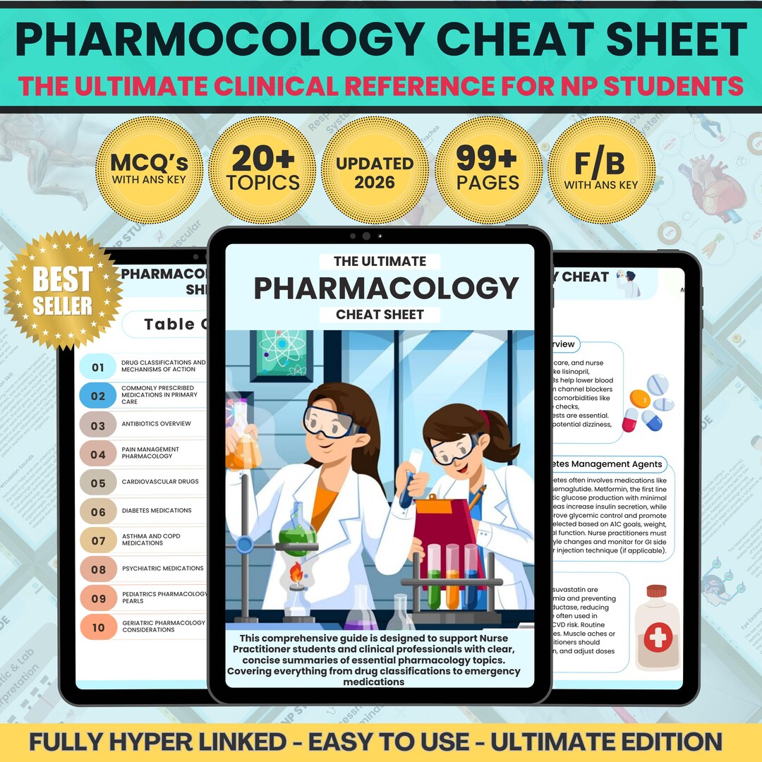 Pharmacology Cheat Sheet for Nurses & Nps | Drug Classes, Side Effects ...