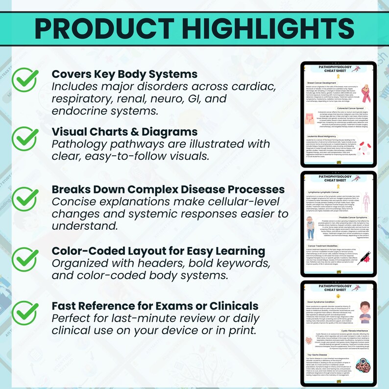 Pathophysiology Cheat Sheet | Disease Process Study Guide for Nurses ...