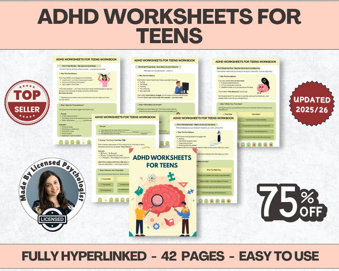 Hyperlinked ADHD Worksheets Kids Teens, Coping Skills, Iceberg ...