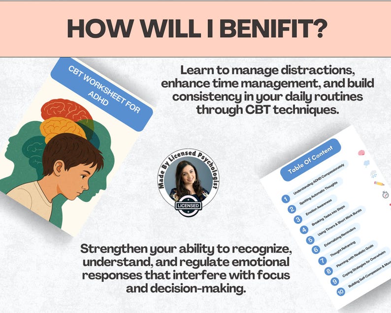 CBT for ADHD Worksheets: Executive Functioning, Teens & Adults, 64 ...
