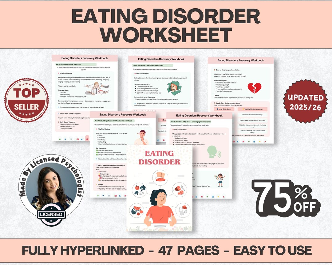 Eating Disorder Recovery Workbook, Mental Health, CBT DBT (digital ...