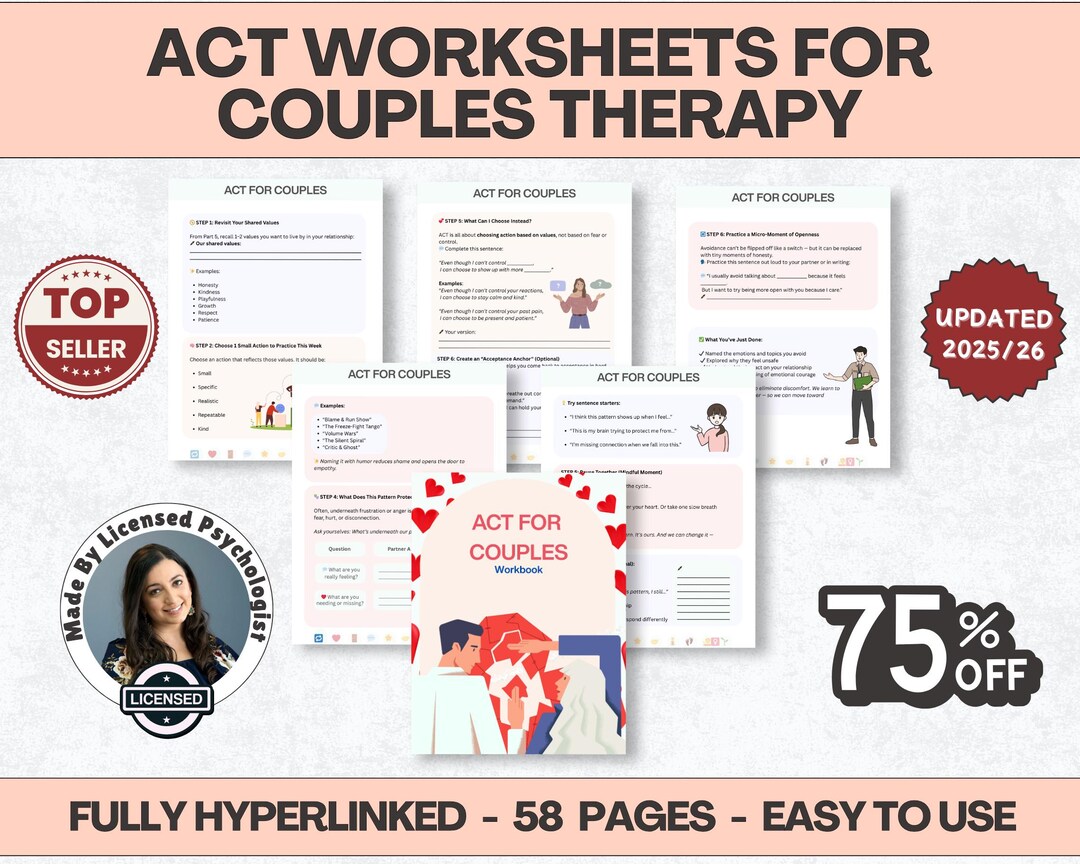 ACT Therapy Worksheets for Couples, Acceptance and Commitment Therapy ...