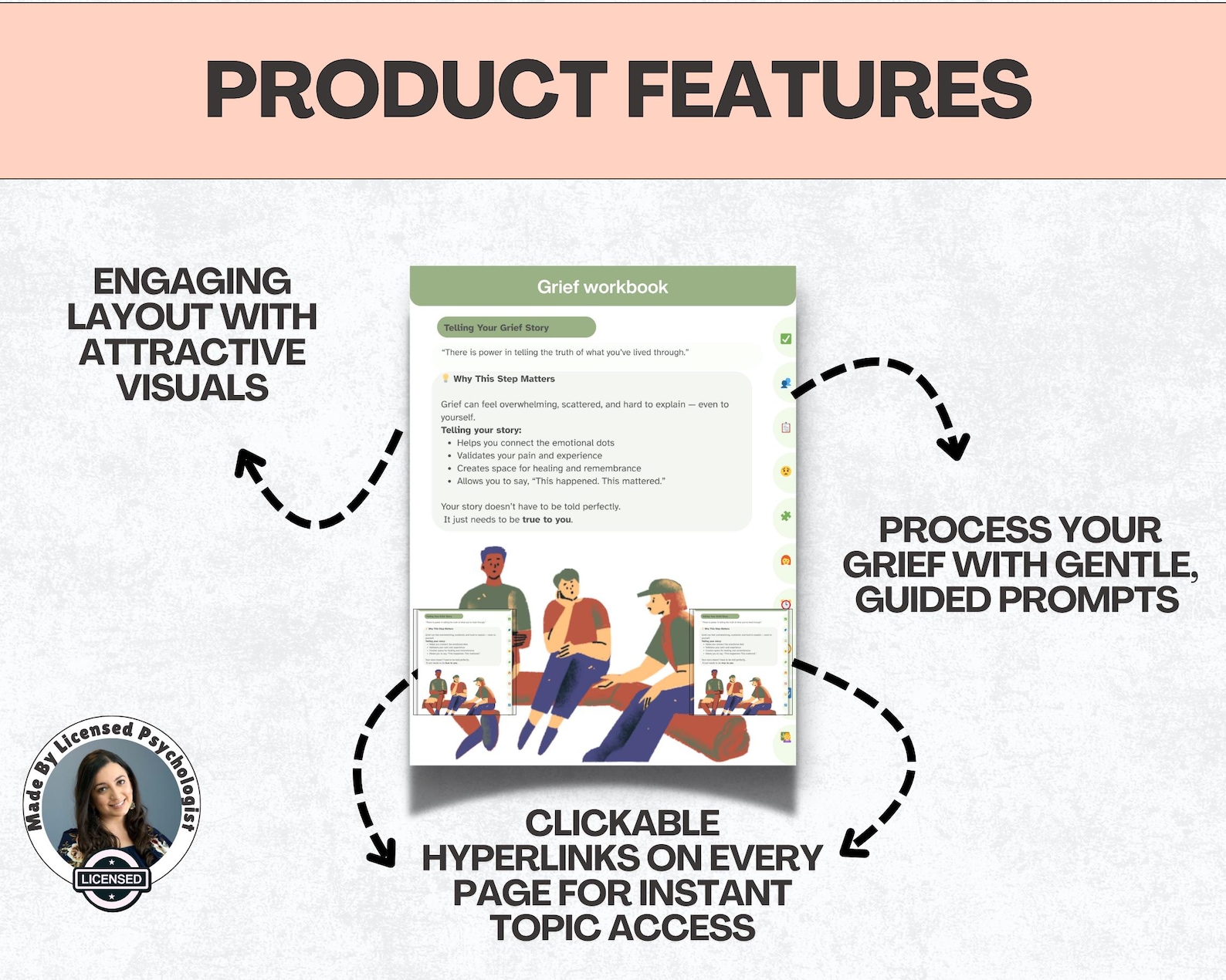 HYPERLINKED Grief and Loss Workbook, Therapy Worksheets, Grief Memory ...