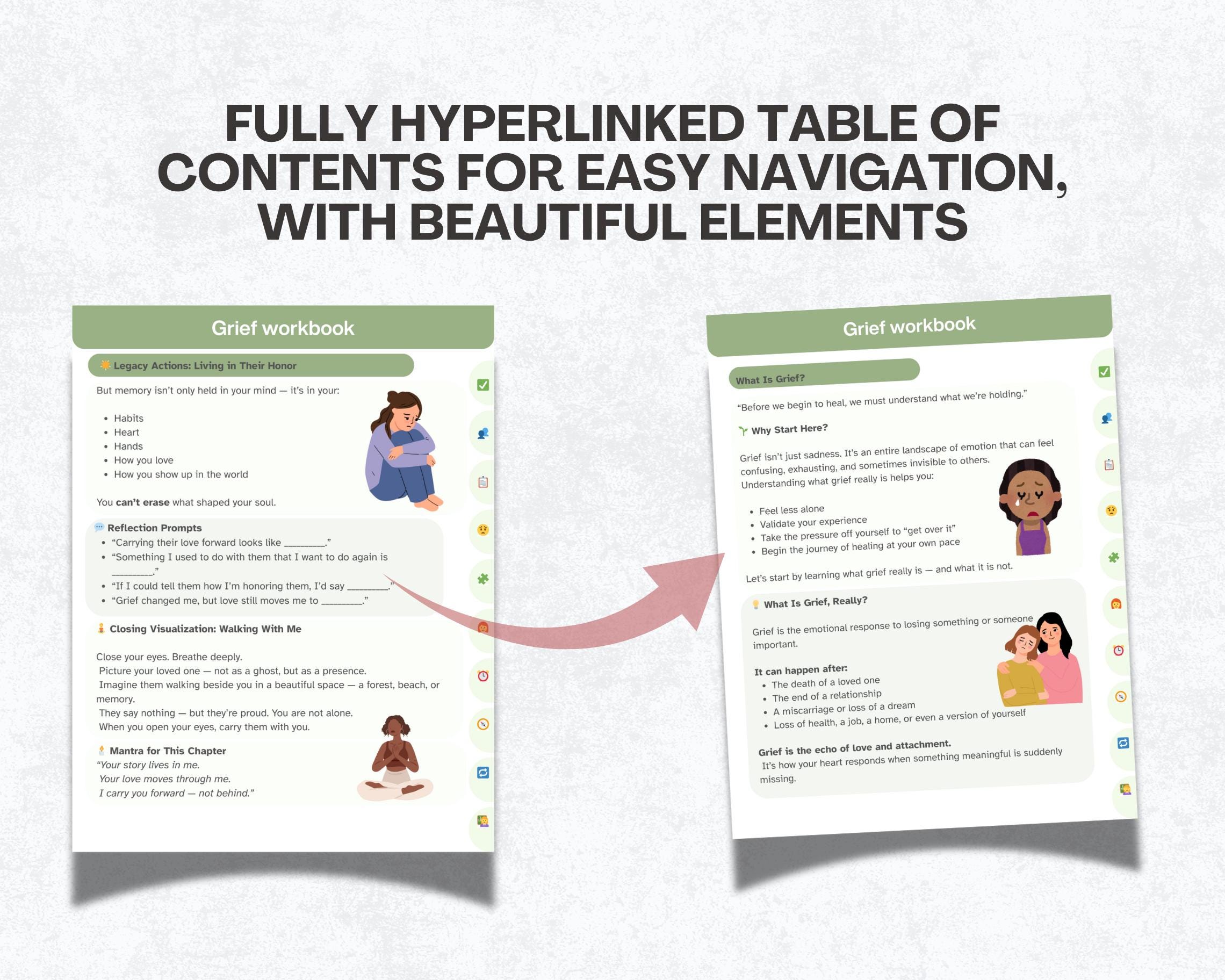 HYPERLINKED Grief and Loss Workbook, Therapy Worksheets, Grief Memory ...