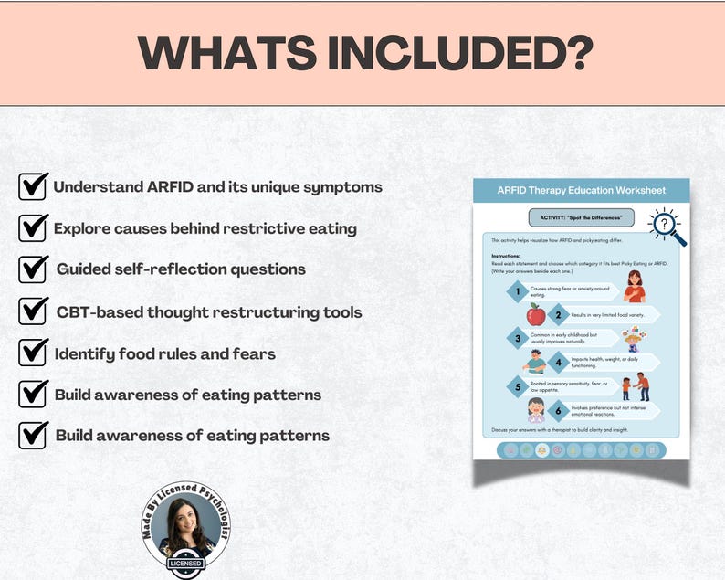 CBT for ARFID, Avoidant Restrictive Food Intake Disorder, 54+ Pages, 10 ...