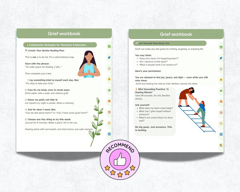 HYPERLINKED Grief and Loss Workbook, Therapy Worksheets, Grief Memory ...