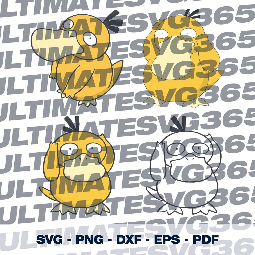 3 Pcs. Psyduck Designs SVG Pack, Pokemon Clipart PNG, Cricut Cut File ...