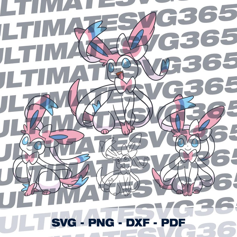 3 Pcs. Sylveon Designs SVG Pack Pokemon Clipart PNG, Cricut Cut File ...