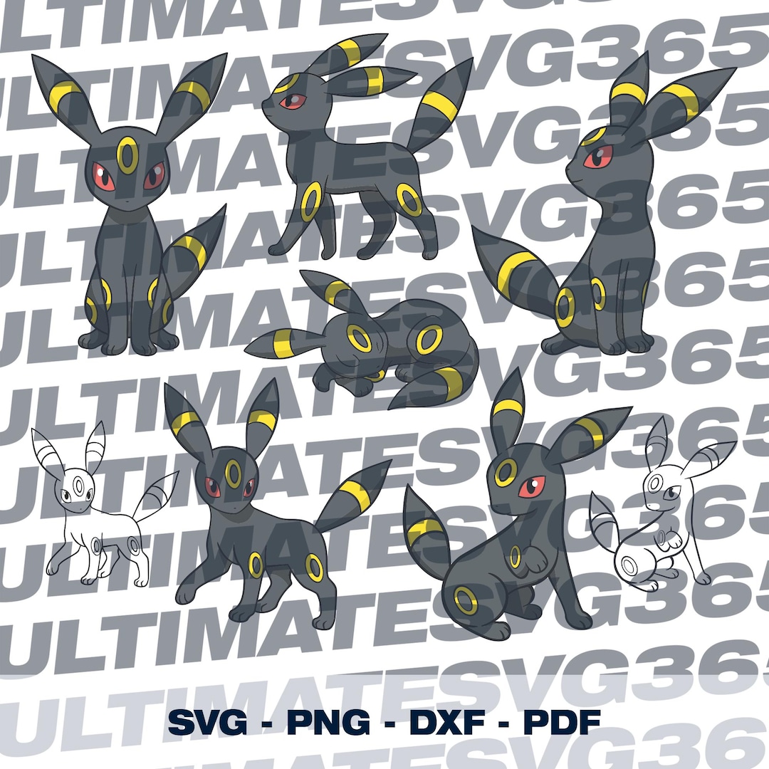 6 Pcs. Umbreon Designs SVG Pack Pokemon Clipart PNG, Cricut Cut File ...