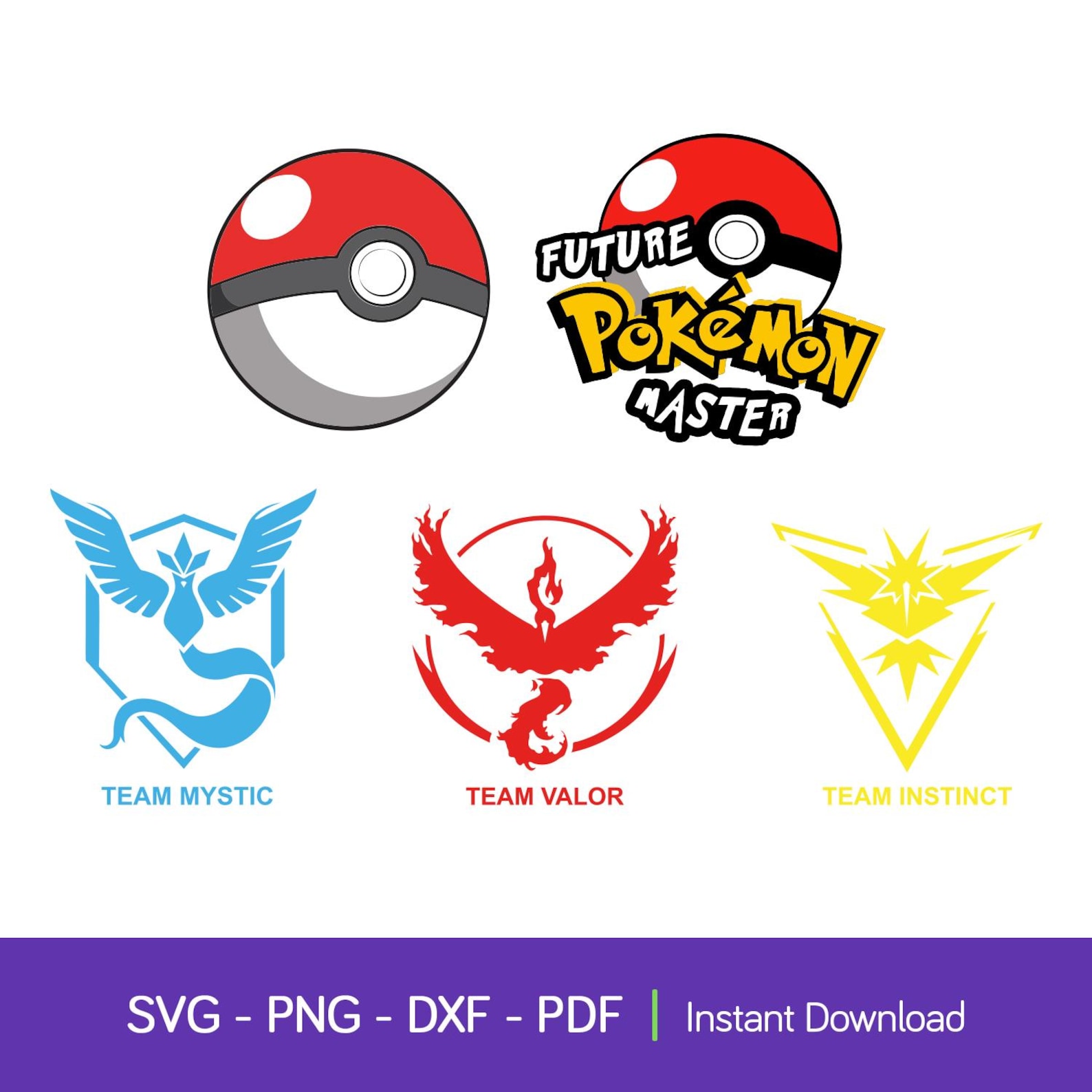 Future Pokemon Master, Pokeball and Pokemon Go Team Logos Designs SVG ...