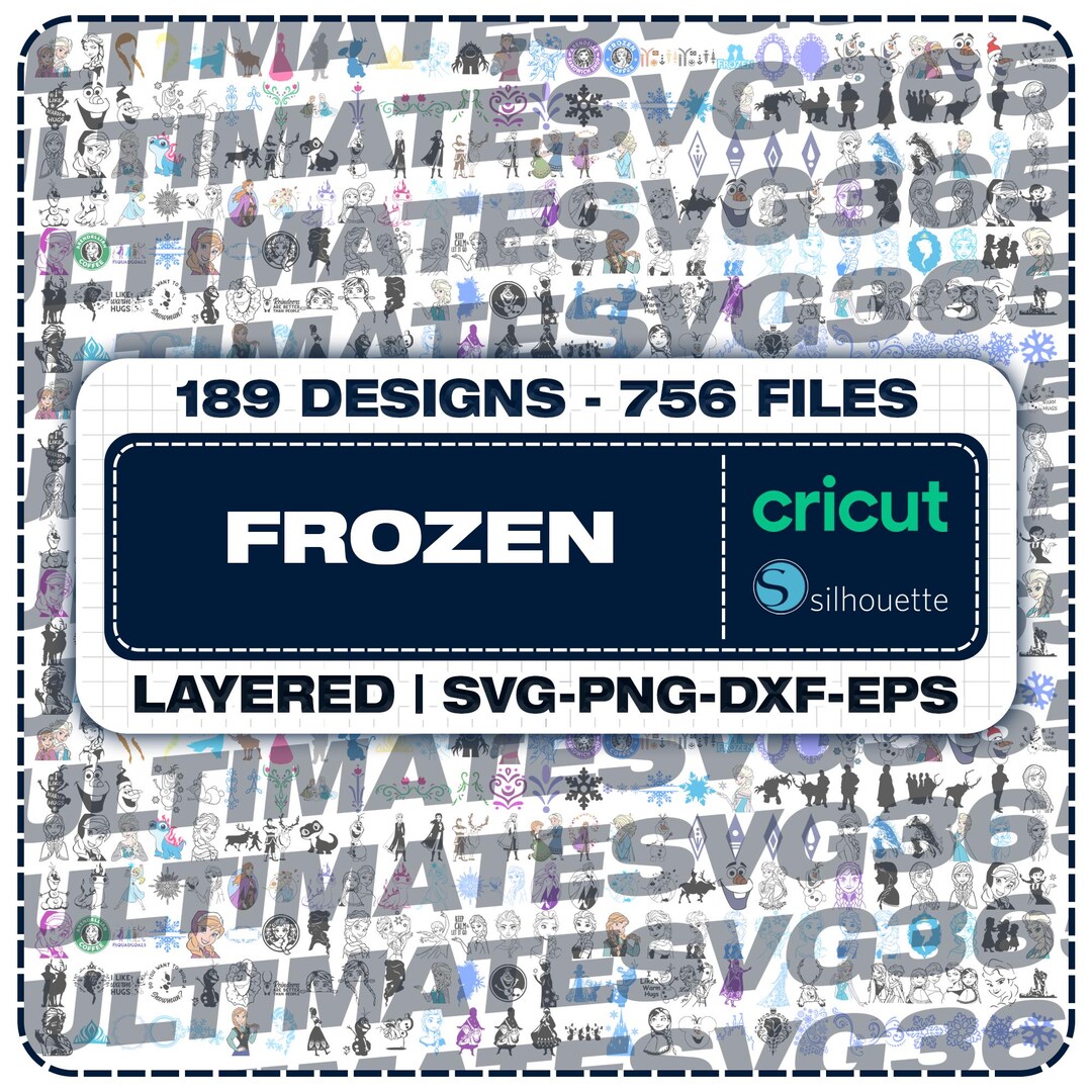 189 Pcs. Frozen Designs SVG Bundle, Elsa, Anna & Olaf Clipart PNG ...