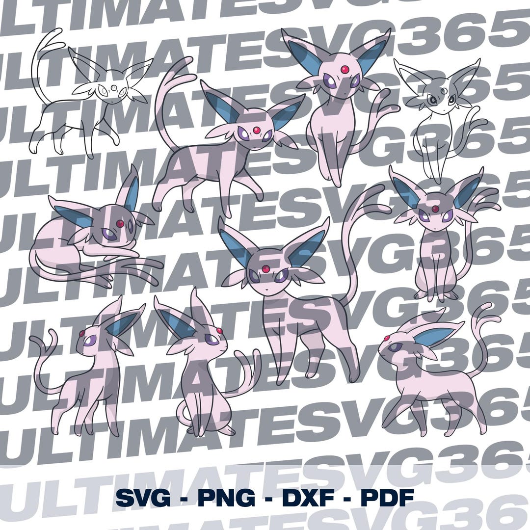 8 Pcs. Espeon Designs SVG Pack, Pokemon Clipart PNG, Cricut Cut File ...