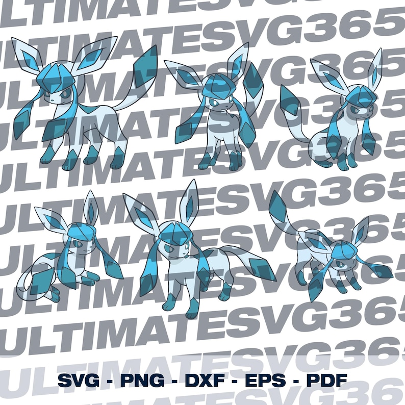6 Pcs. Glaceon Designs SVG Pack Pokemon Clipart PNG, Cricut Cut File ...