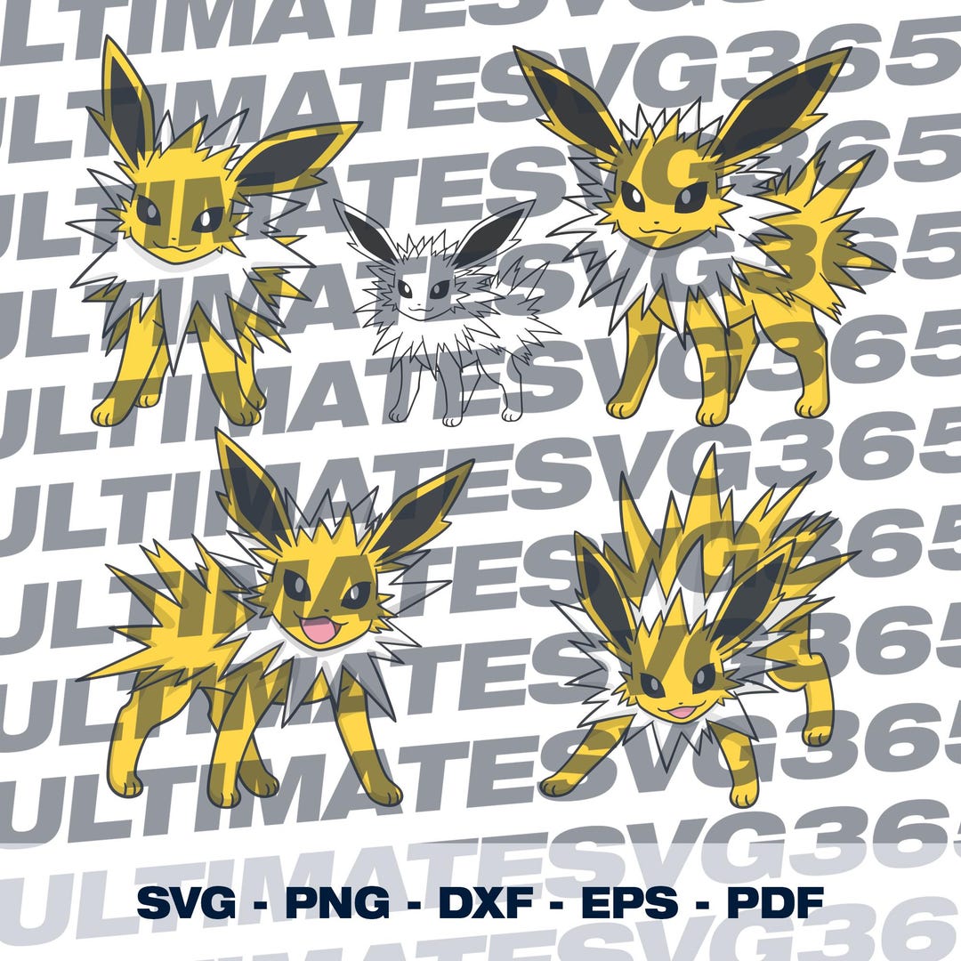 4 Pcs. Jolteon Designs SVG Pack Pokemon Clipart PNG, Cricut Cut File ...