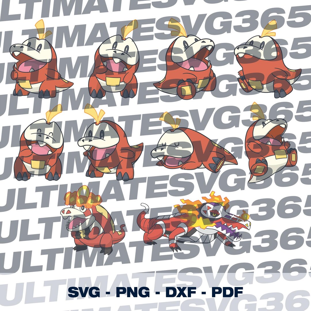 8 Pcs. Fuecoco, Crocalor and Skeledirge Designs SVG Pack Pokemon ...