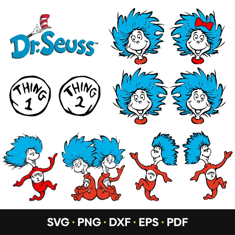 Thing 1 Thing 2 Faces - Etsy