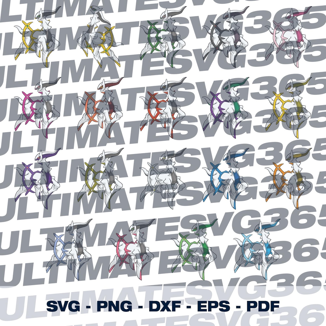 19 Pcs. Arceus Designs (all Forms) SVG Pack, Strongest Pokemon Clipart ...