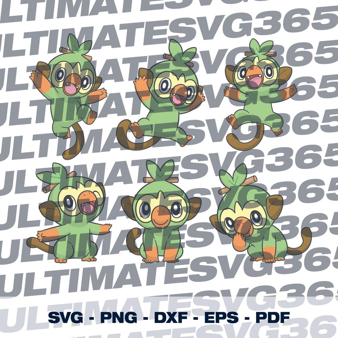 6 Pcs. Grookey Designs SVG Pack, Pokemon Clipart PNG, Cricut Cut File ...