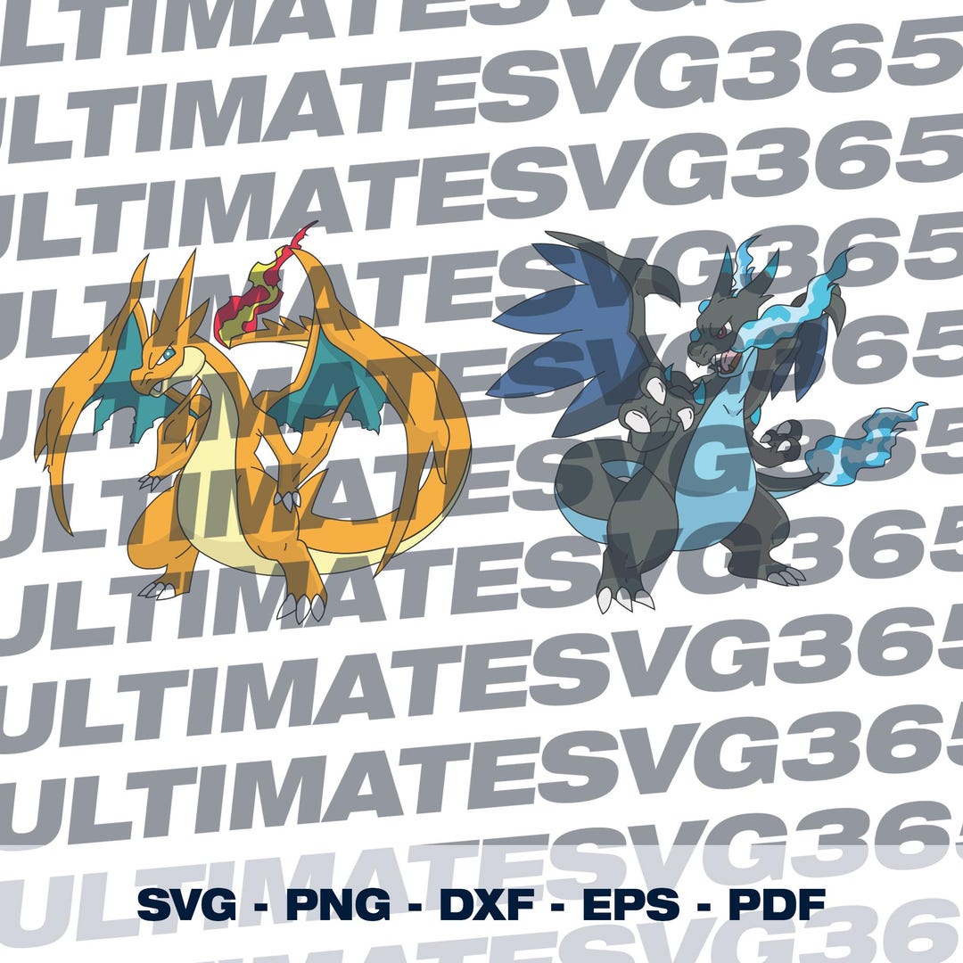 Mega Charizard X and Mega Charizard Y Design SVG Pack Ultimate Pokemon ...