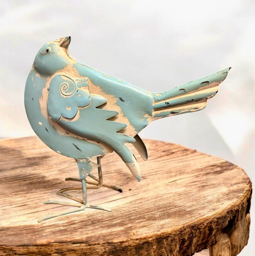 Art Metal Blue Bird Sculptures Primitive Free Standing 10 in Folk Art ...