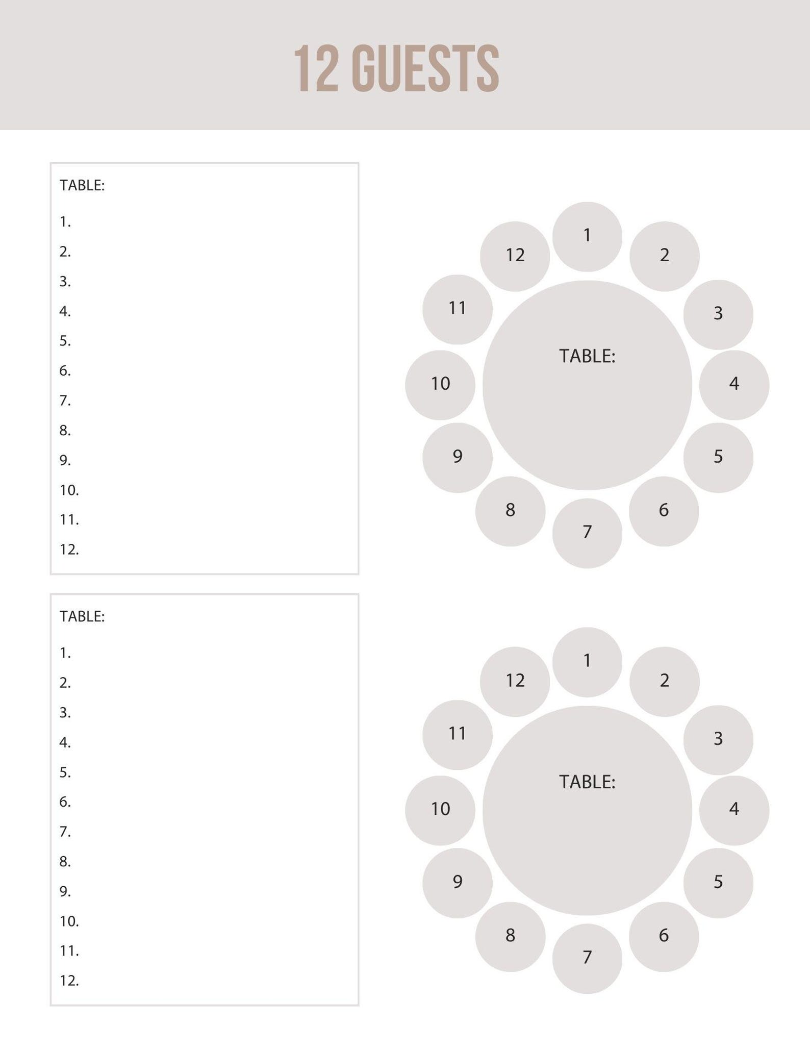 LIMITED OFFER! Wedding Seating Plan for Round Tables – Instant Download ...