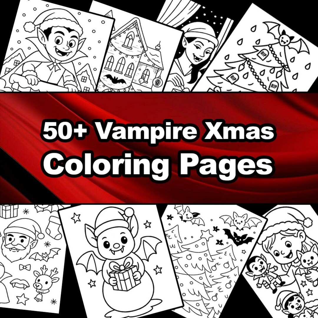 50+ Printable Kids Vampire Christmas Coloring Pages, Fun Activity Book ...