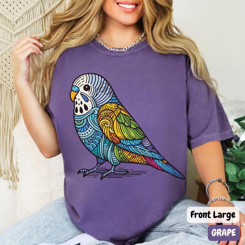 Colorful Budgie Comfort Colors Shirt Parakeet: Boho Australian Parrot ...