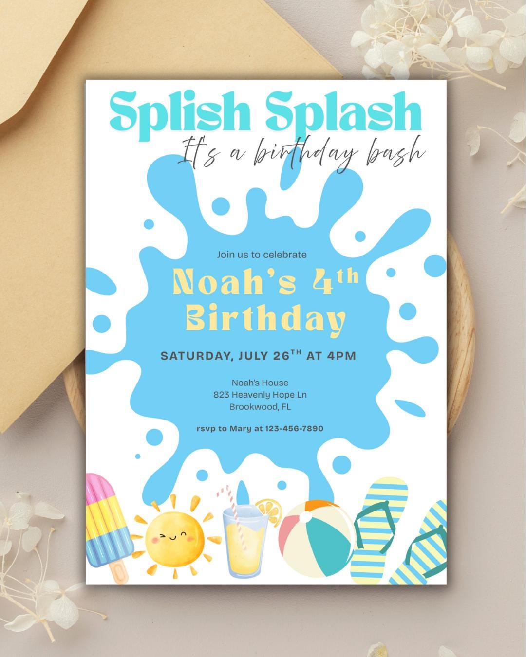 Splish Splash Birthday Bash Invitation Template - Etsy