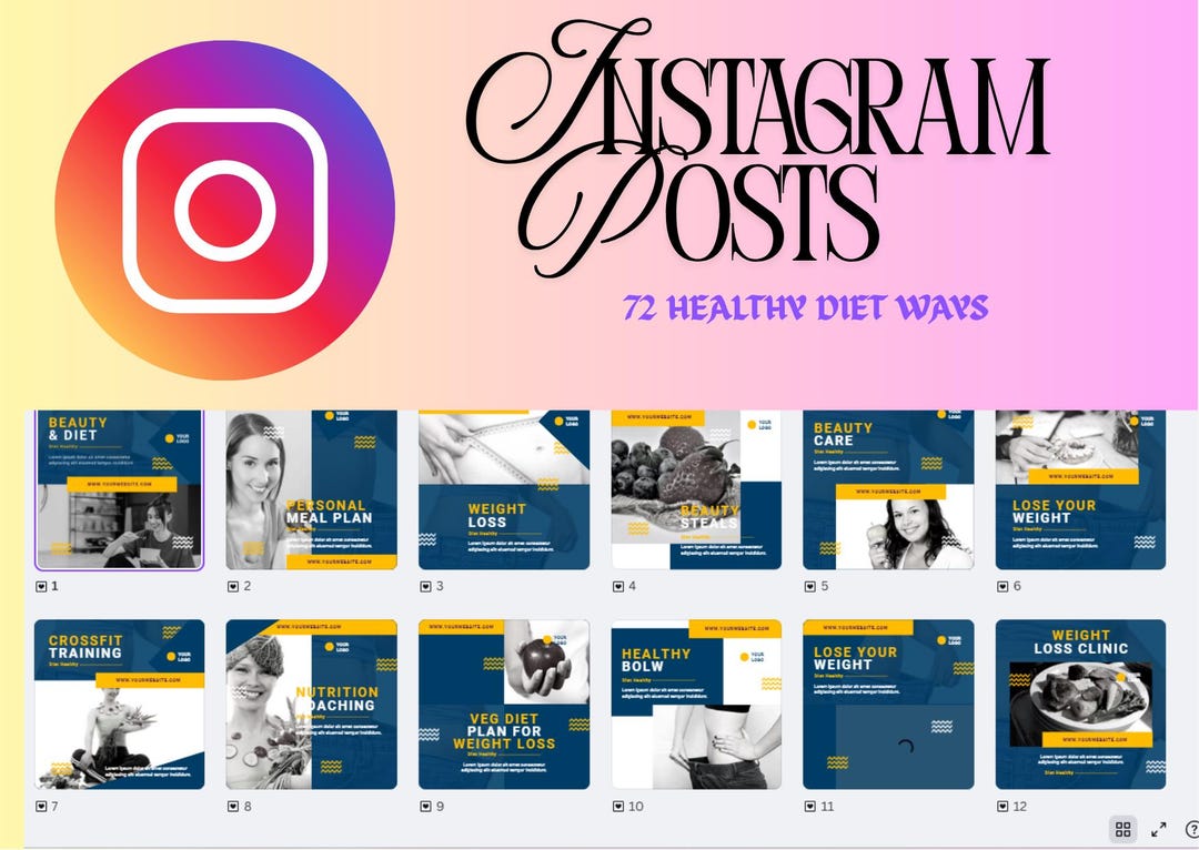 72 Instagram Post Healthy Diet | Digital Printing | Media Social - Etsy