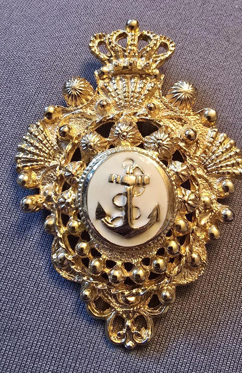 Nautical Gold Tone Brooch - Etsy