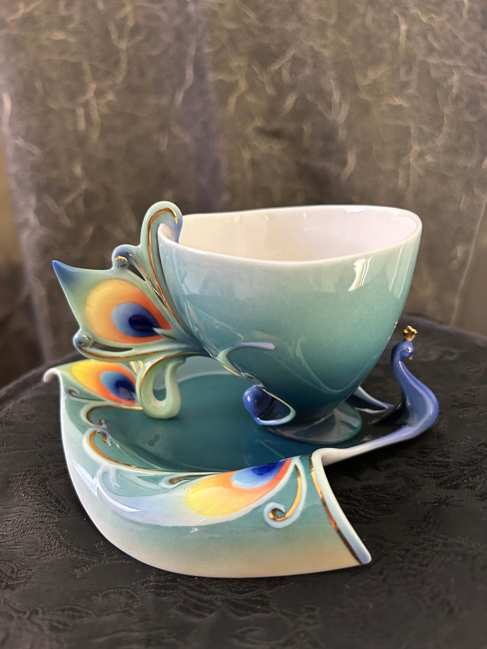 Franz Collection - Kathy Ireland Home - Peacock Splendor Porcelain Tea ...