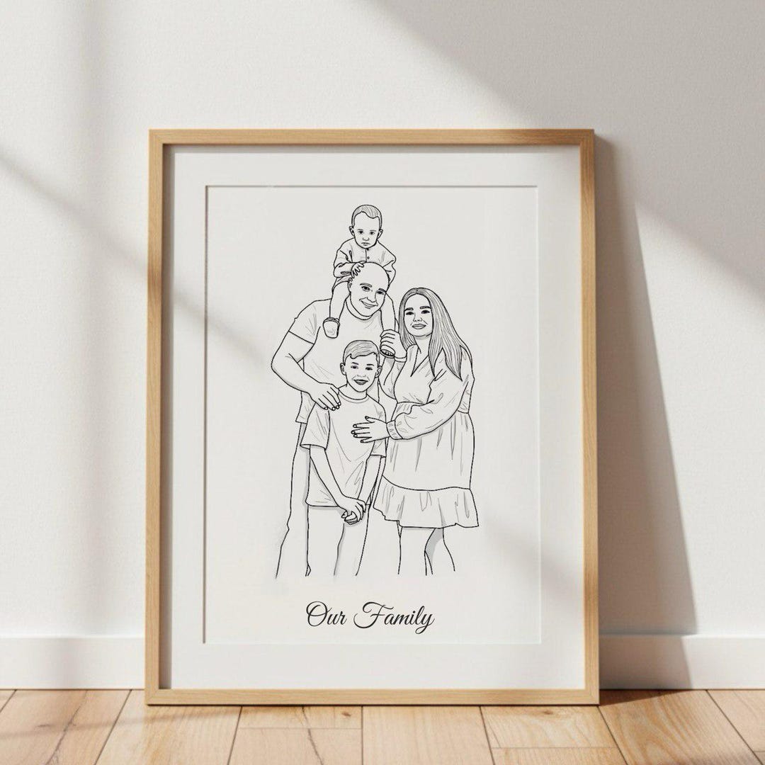 Digital Custom Family Line Art Portrait From Photo, Personalized One ...