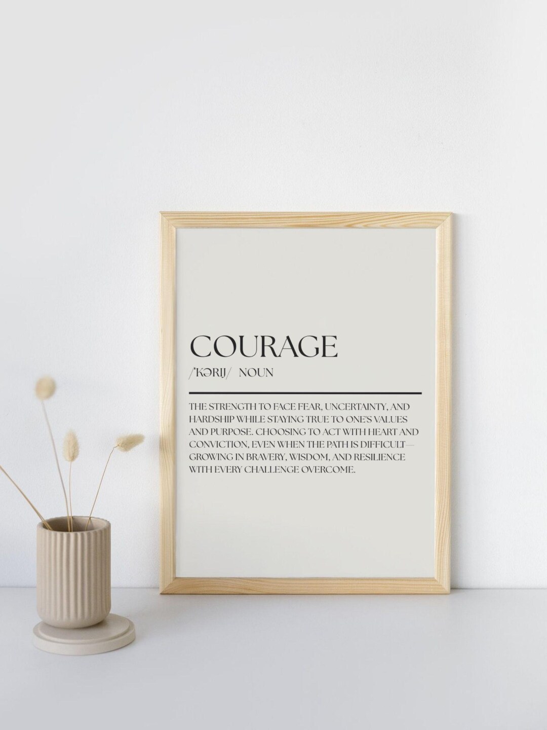 Courage Definition Motivational Quote Poster | Minimalist Wall Art ...