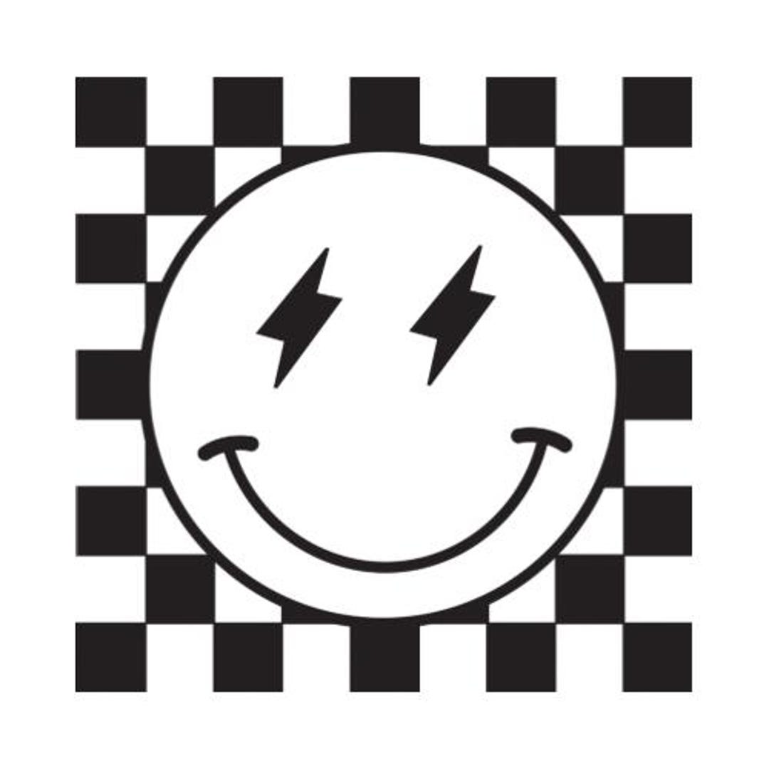 Checkered Smiley Face PNG | Retro Smiley PNG | Sublimation Design ...