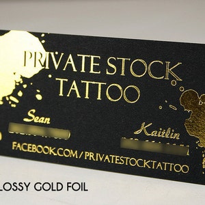 100 Business Cards - Black 14PT 16PT Matte Stock - Gold Matte Foil Gold ...