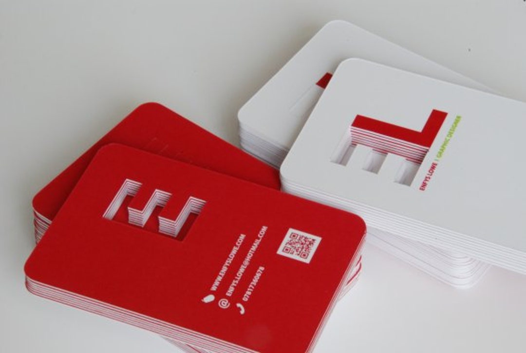 200 Custom Printed Business Cards - Laser Cut - 16PT Heavy Silk Matte ...