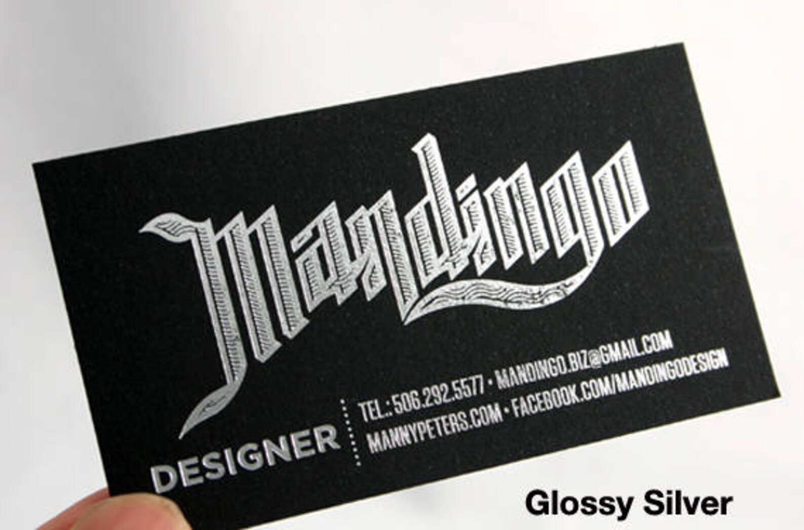 200 Business Cards or Hang Tags - Black 14PT 16PT Matte Stock - Silver ...