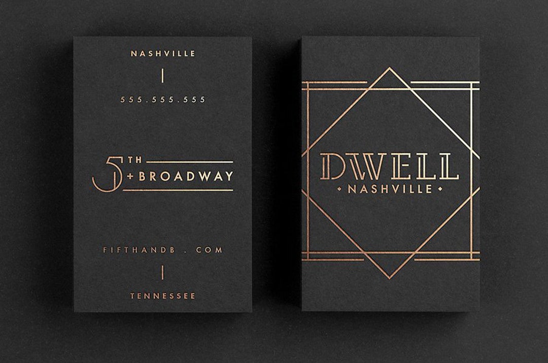 100 Business Cards - Black 14PT 16PT Matte Stock - Gold Matte Foil Gold ...