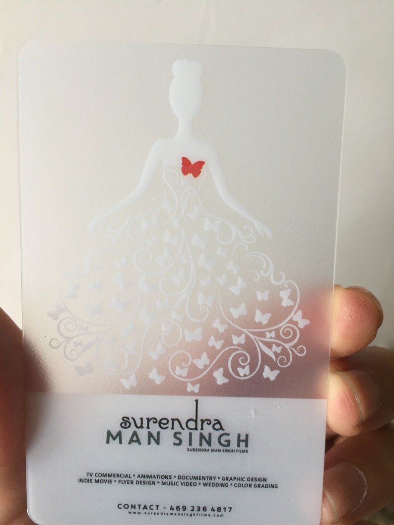 200 Frosted Plastic Business Cards | Clear Transparent White Ink ...
