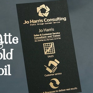100 Business Cards - Black 14PT 16PT Matte Stock - Gold Matte Foil Gold ...
