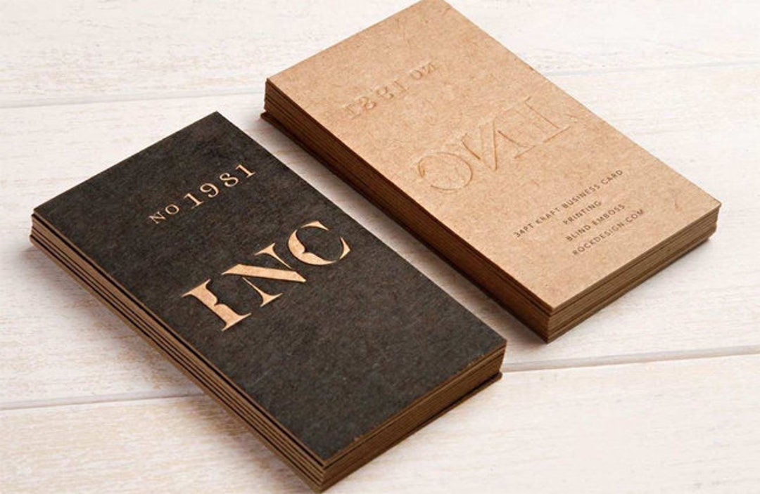 200 Business Cards or Tags - 14 PT Brown Kraft Recycled Paper With ...