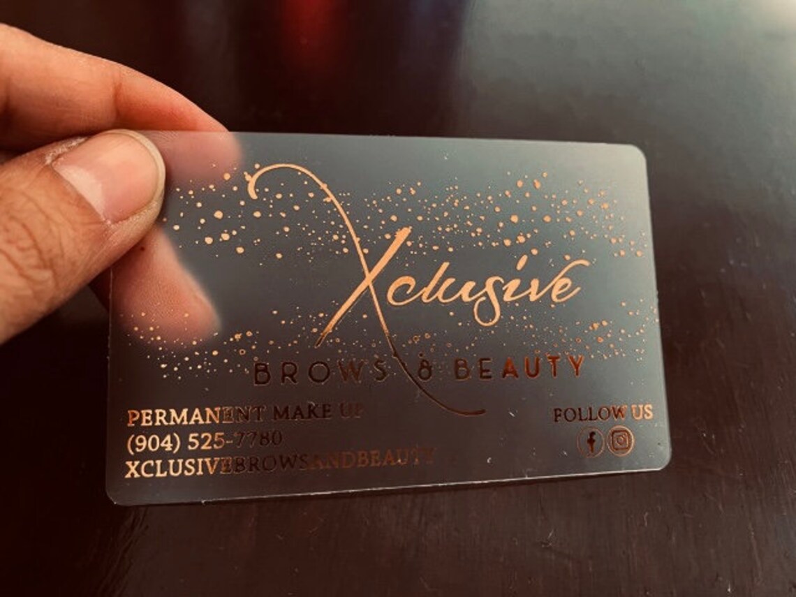 400 Business Cards - Frosted Plastic Stock - Red Copper Rose Gold ...