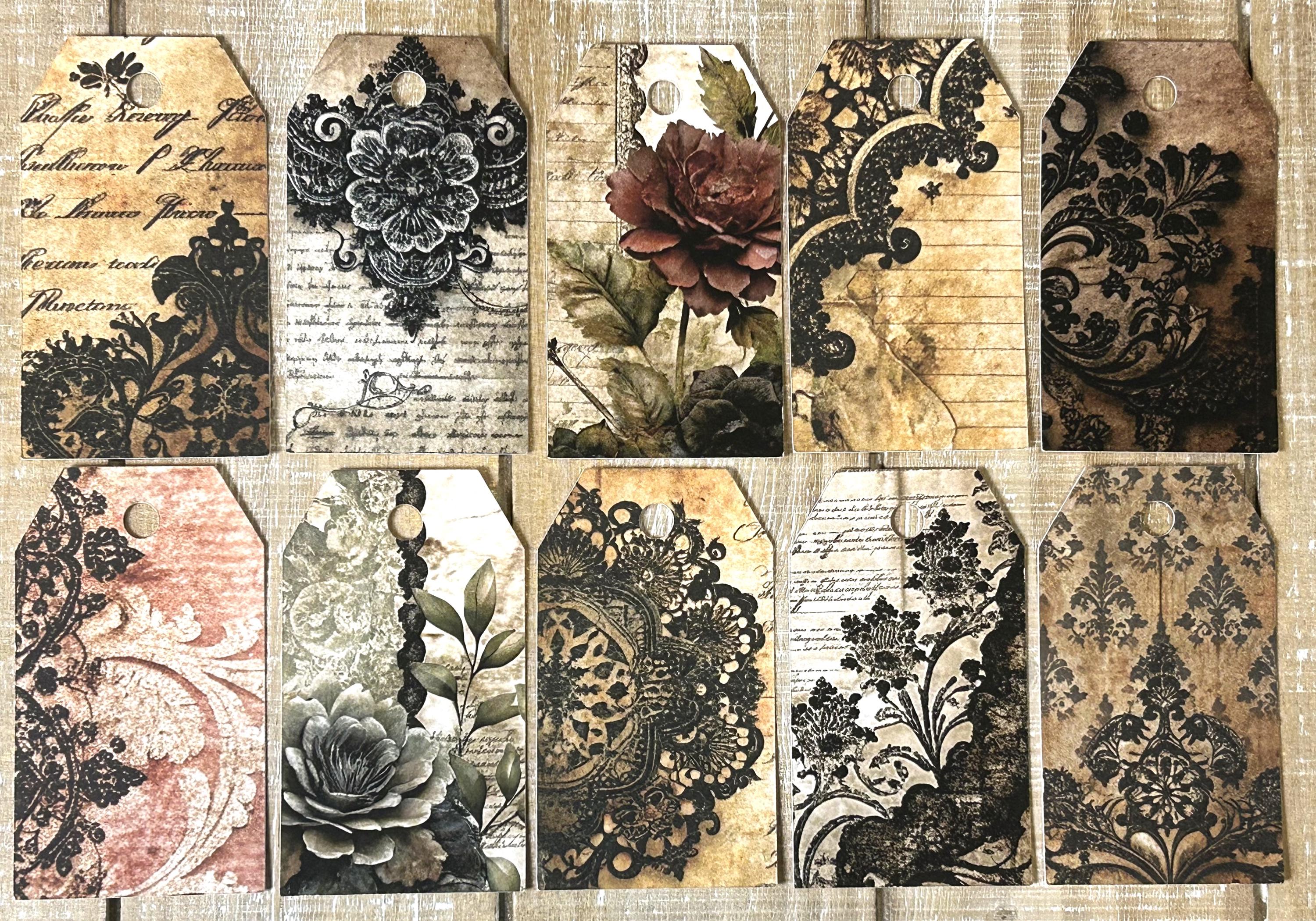 Junk Journal Grunge Gothic Tags Set of 10 Gift Tags Ephemera Card ...