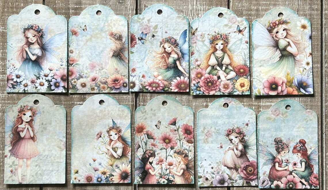 Fairies and Flowers Junk Journal Tags Fairy Journal Card Tags 2 X 3 ...