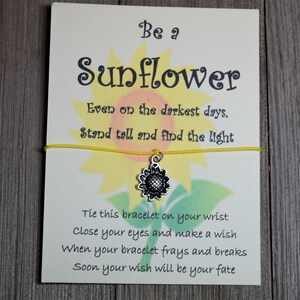 Sunflower Wish Bracelet Inspirational Cord Wish Bracelet | Etsy