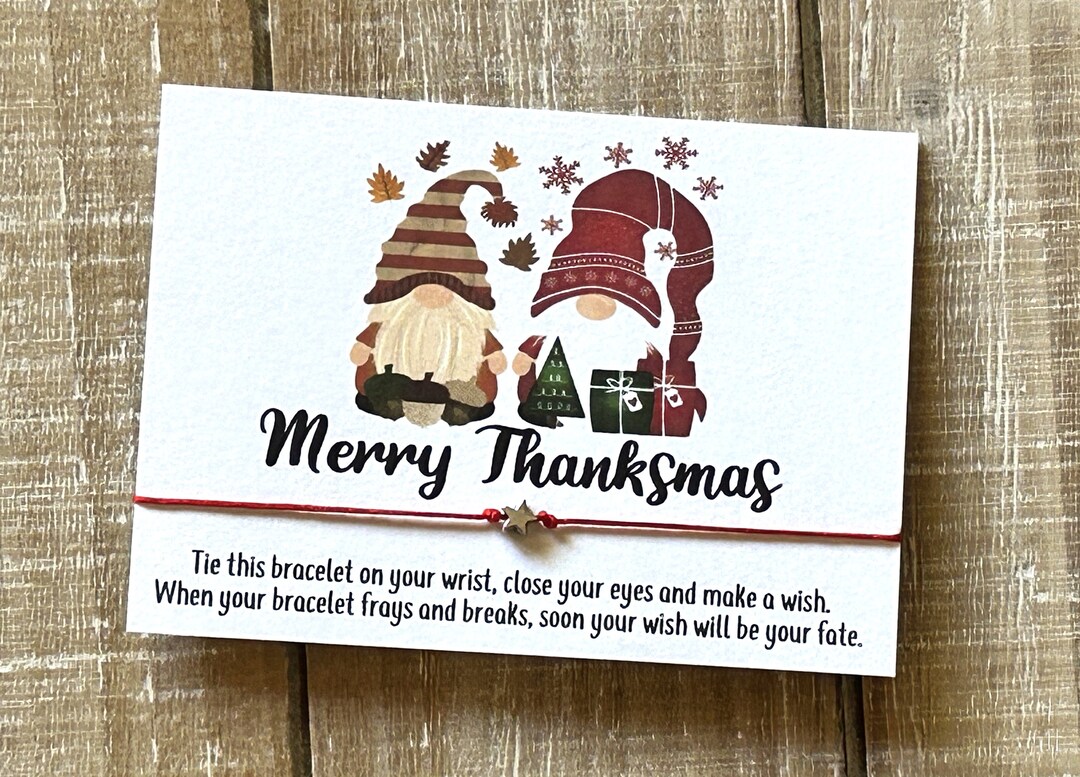 Merry Thanksmas Gnomes Wish Bracelet Christmas Gift Thanksgiving Wish ...