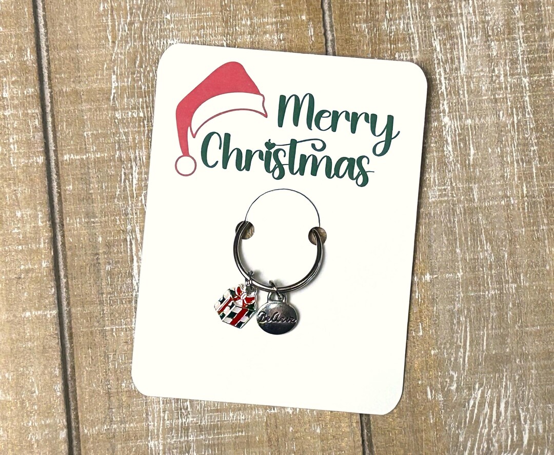 Merry Christmas Keychain Gift With Card Keychain Holiday Christmas Card ...